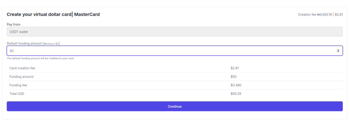 How to create a virtual dollar card