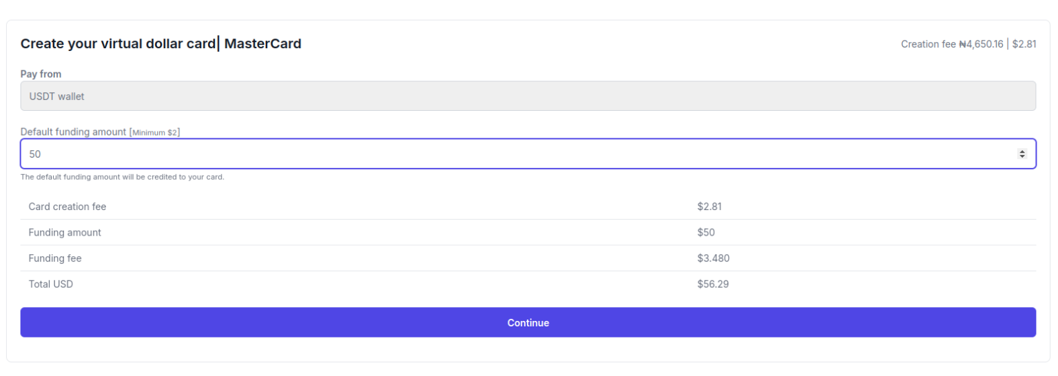 How to create a virtual dollar card