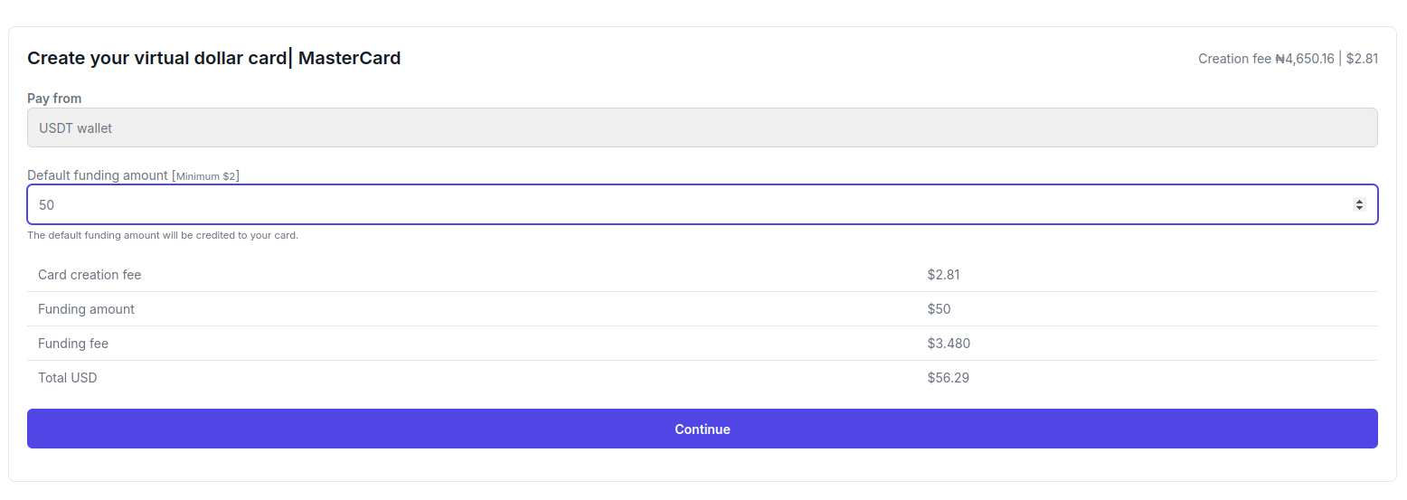 How to create a virtual dollar card